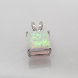 Vintage Sterling Silver Square Cut White Opal Charm Pendant - Etsy