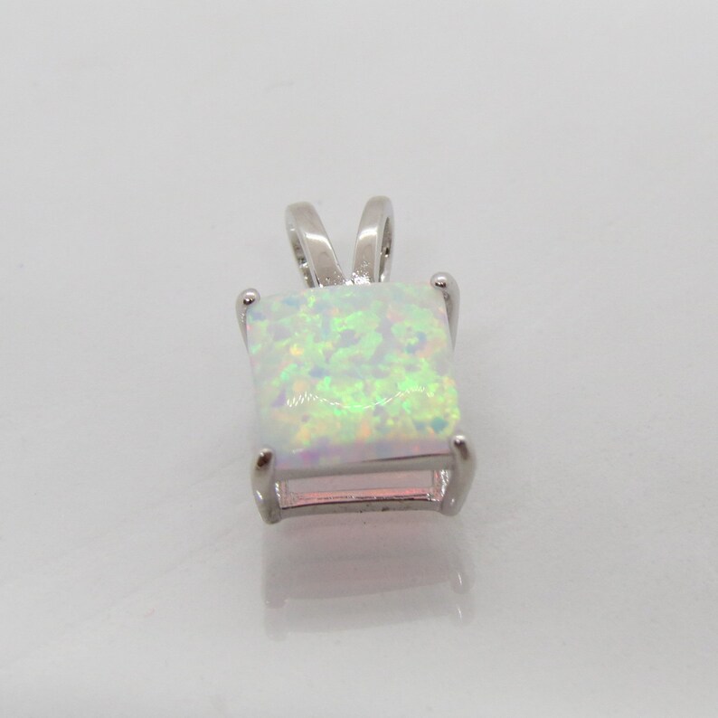Vintage Sterling Silver Square Cut White Opal Charm Pendant - Etsy