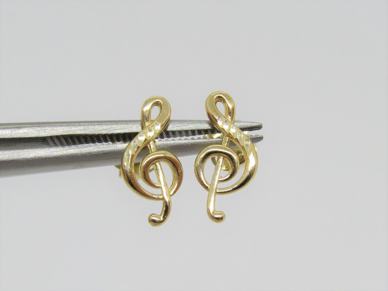 Vintage 14K Solid Yellow Gold Music Note Earrings - Etsy