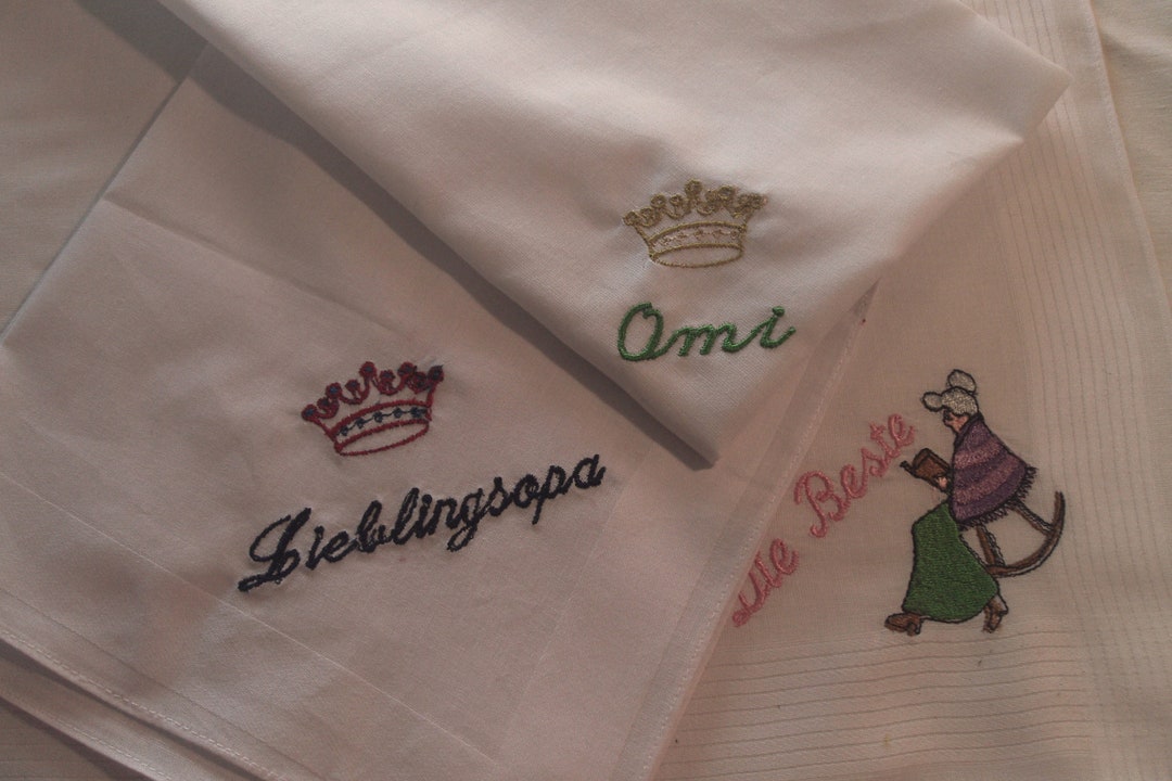 1 Handkerchief Crown Embroidered Name,date - Etsy