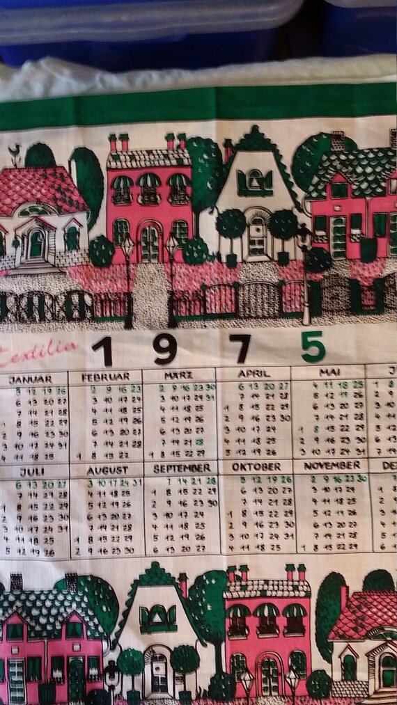 Geschirrtuch 1975 Kalender gedruckt bestickt | Etsy