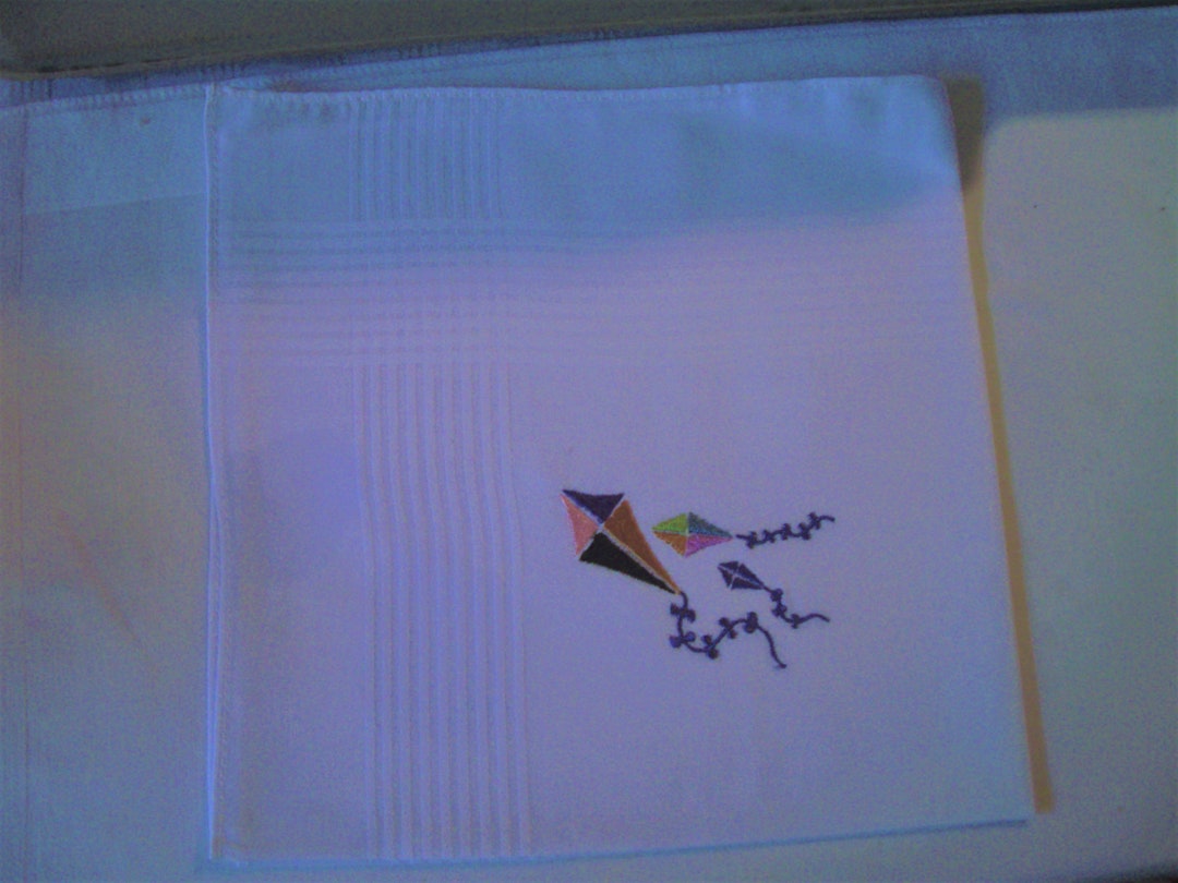 Handkerchief Dragon Motif Embroidered Name Date Time - Etsy