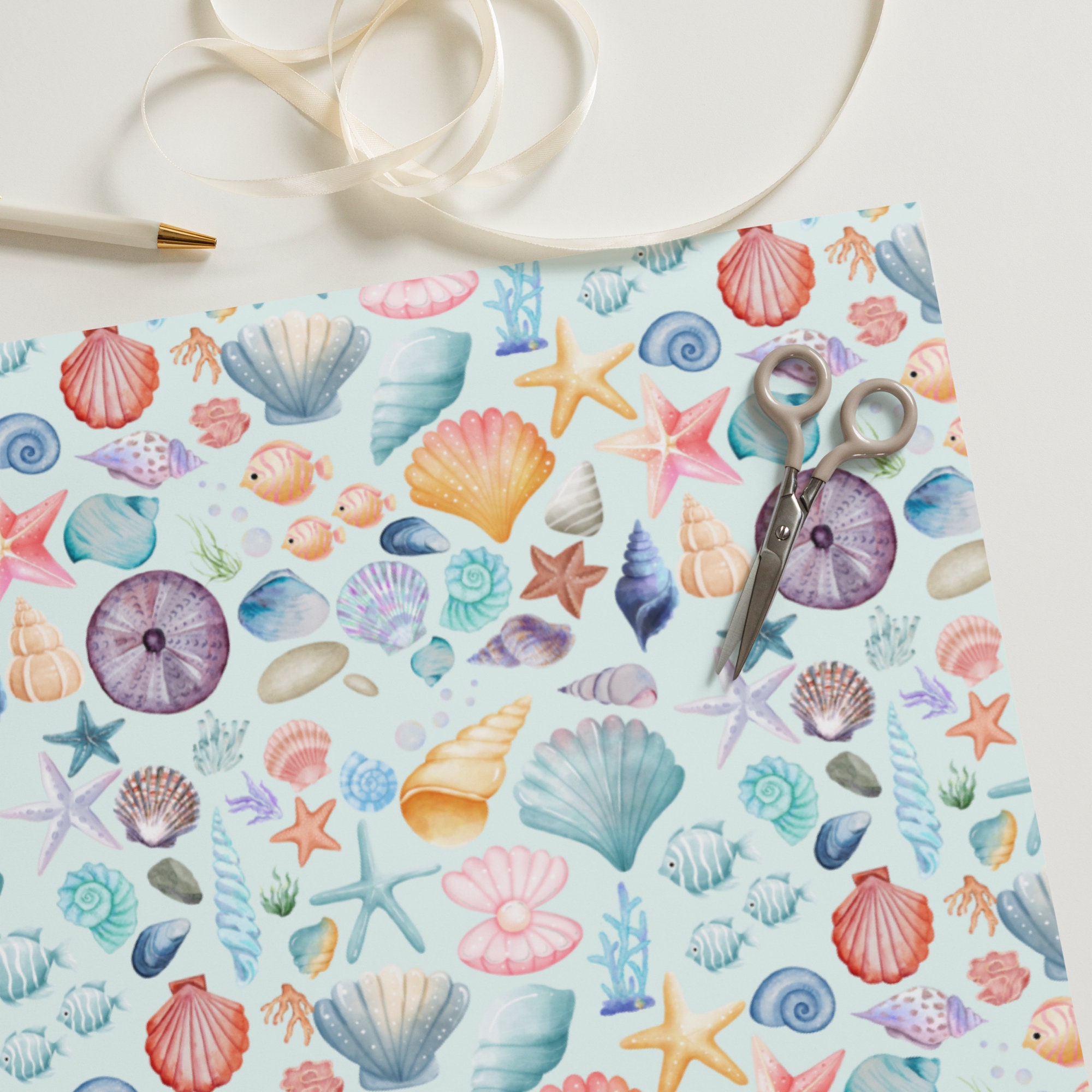 Seashell/beach Inspired Wrapping Paper - "seaside Dream" - Etsy