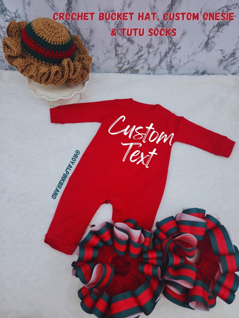 Welcome Home Set- Crochet Ruffle Bucket Hat, Tutu Socks, & Custom ...