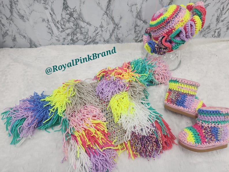 Mixed Media - Shaggy Jacket Set - Crochet Trio - Etsy