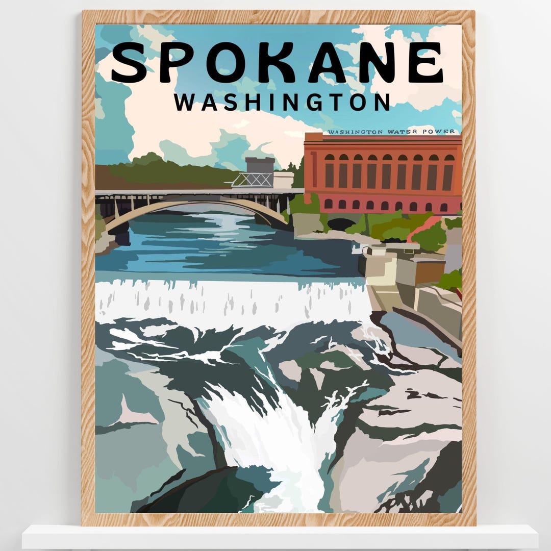 Spokane Print: Washington Travel Poster, Pacific Northwest Decor - Etsy