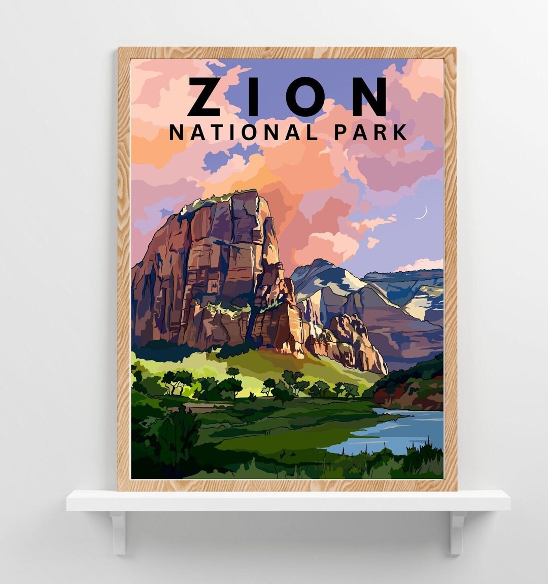 Zion National Park Art Print: Hand-drawn Utah Landscape - Etsy