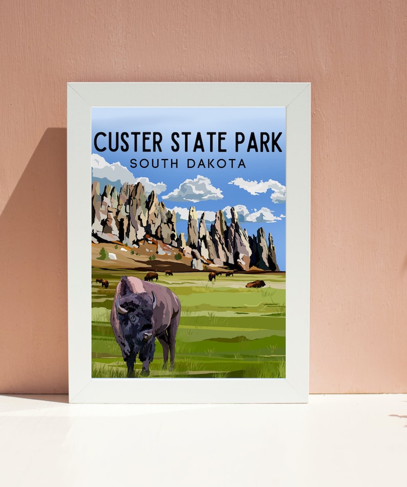 Custer State Park Poster: South Dakota Buffalo Travel Art Print - Etsy
