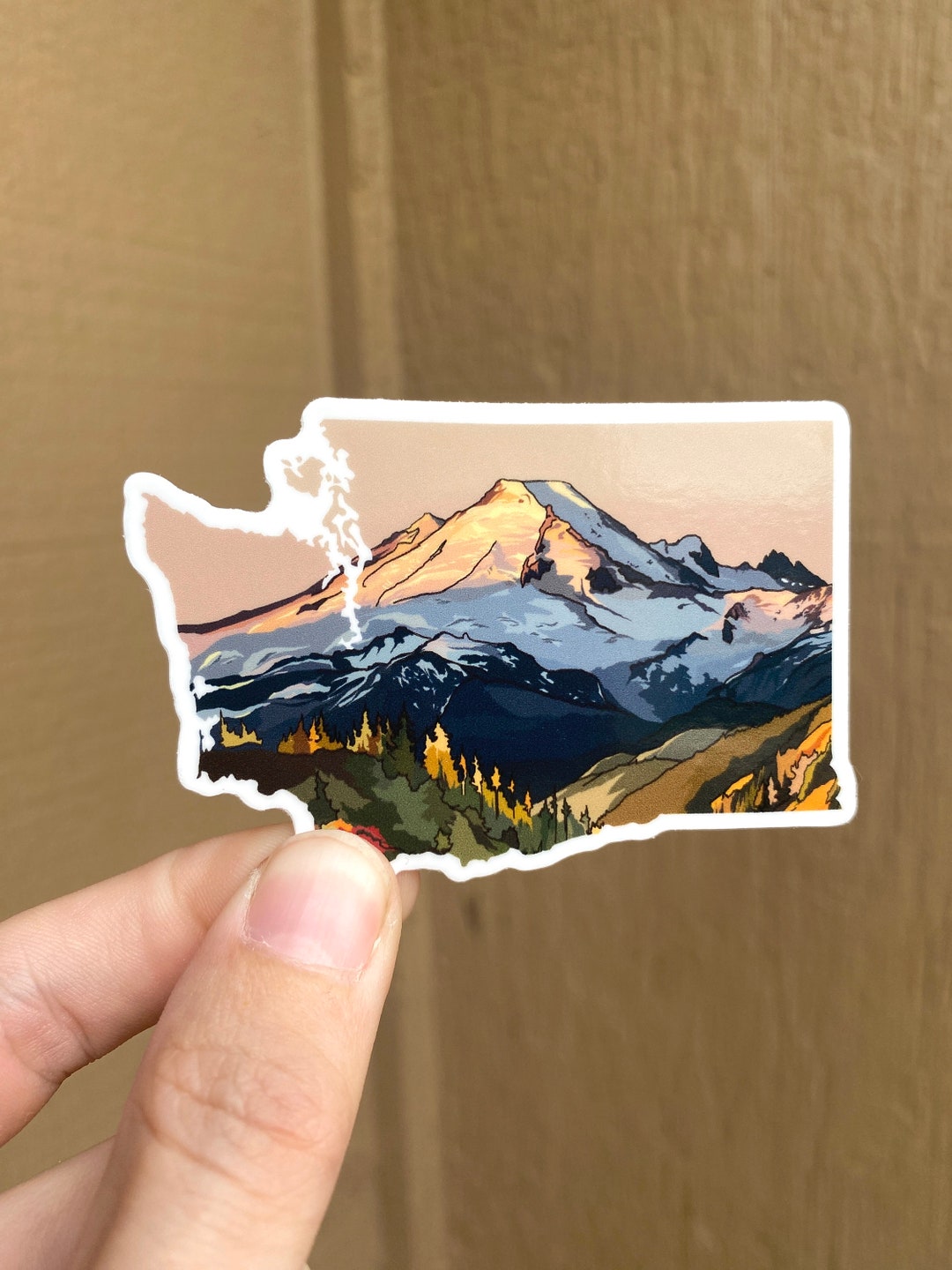 Washington State Sticker - Mount Baker Sunset Art Vinyl Decal ...