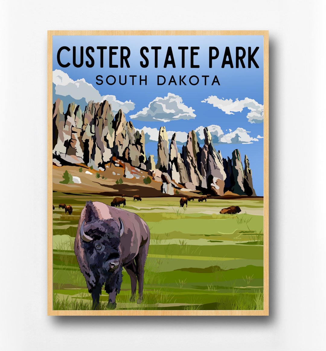 Custer State Park Poster - South Dakota Travel Print - Multiple Sizes ...