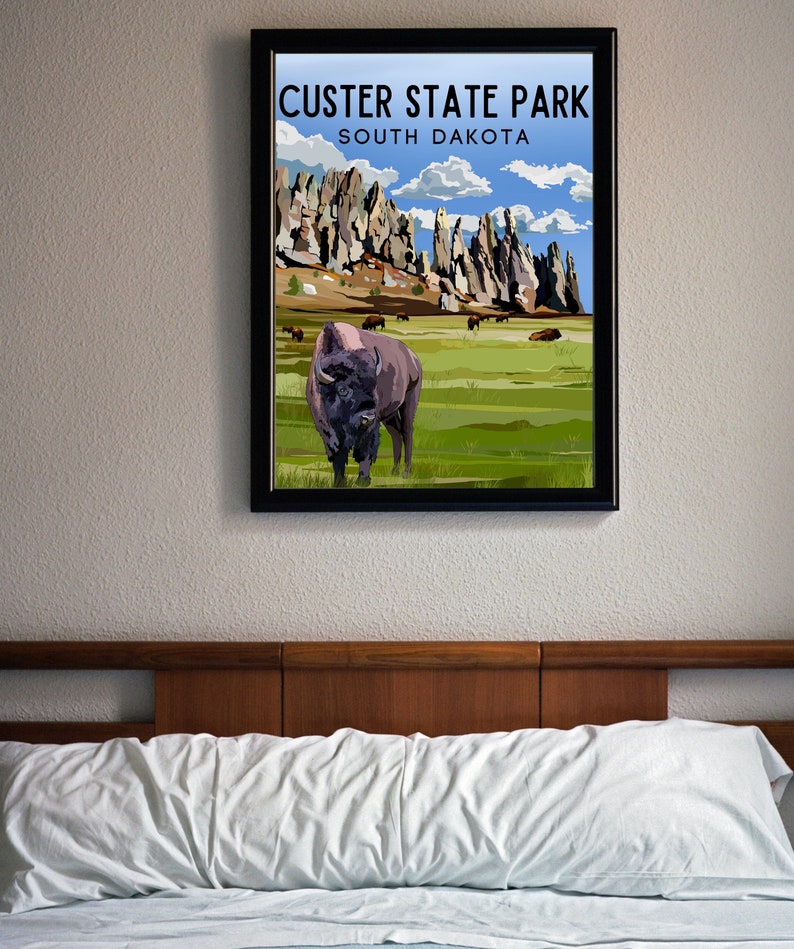 Custer State Park Poster: South Dakota Buffalo Travel Art Print - Etsy