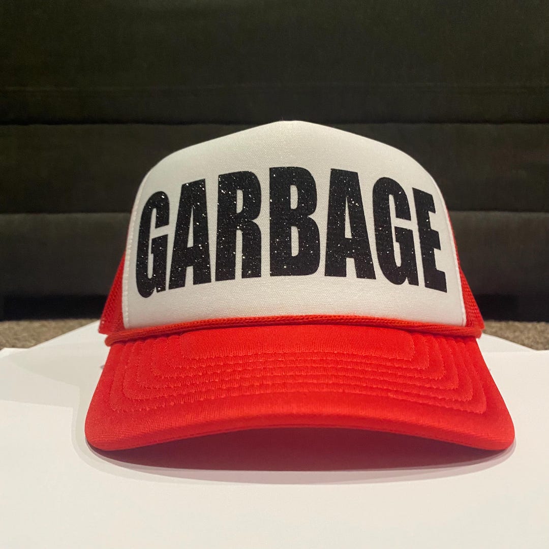 Garbage Black Glitter on Red Trucker Hat - Etsy