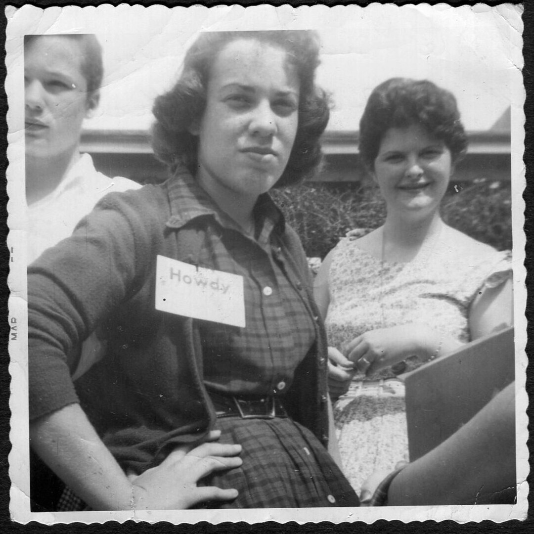 Vintage Photo Grumpy Girl With Howdy Name Tag 1950's, Original Found ...