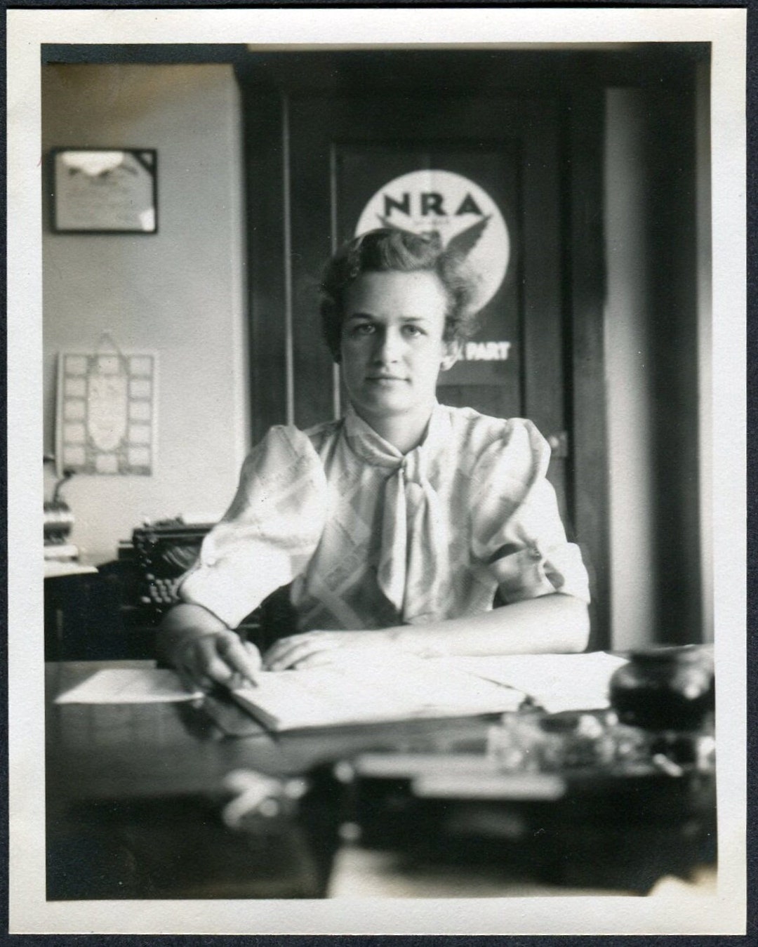 Vintage Photo Woman in the Office of the NRA 1934, Original Found Photo, Vernacular Photograph ...