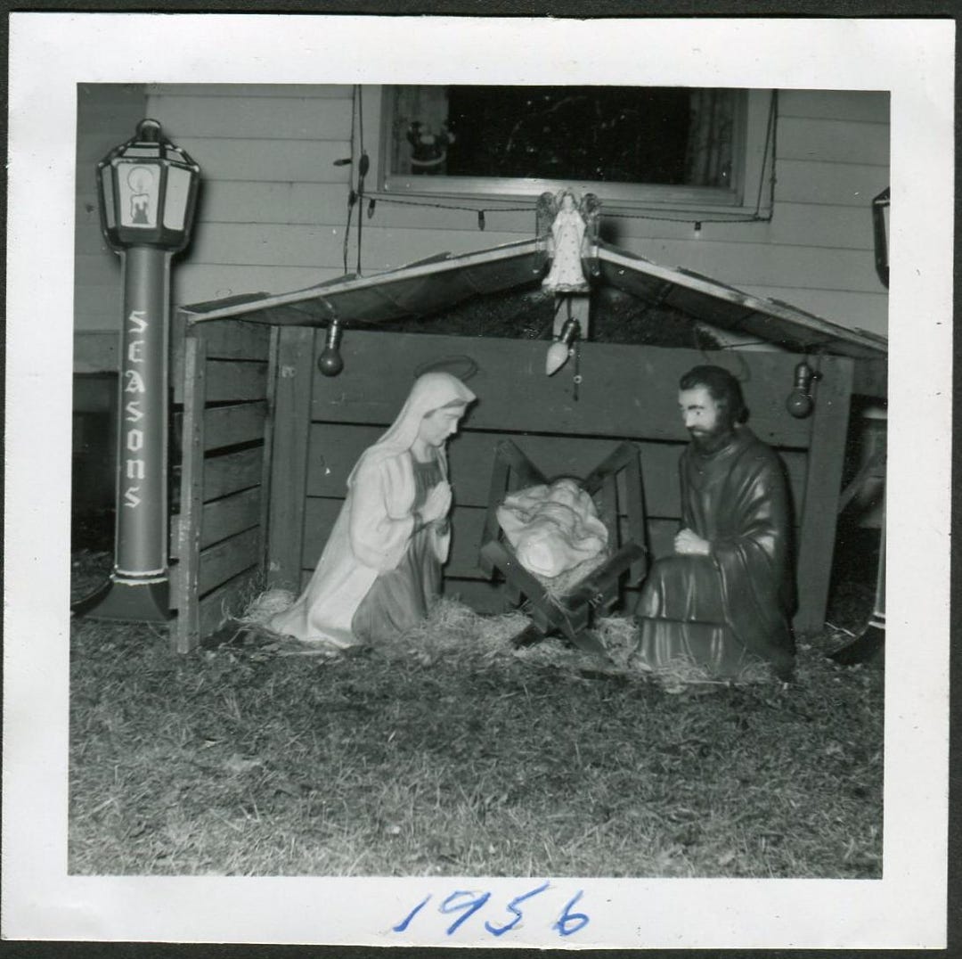 Vintage Snapshot Photo of Nativity Scene in Front Yard 1950's, Original ...