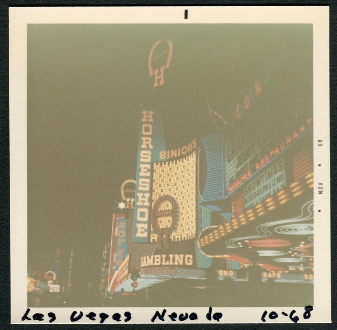 Vintage Photo Neon Lights at Horseshoe Casino Las Vegas 1960's ...