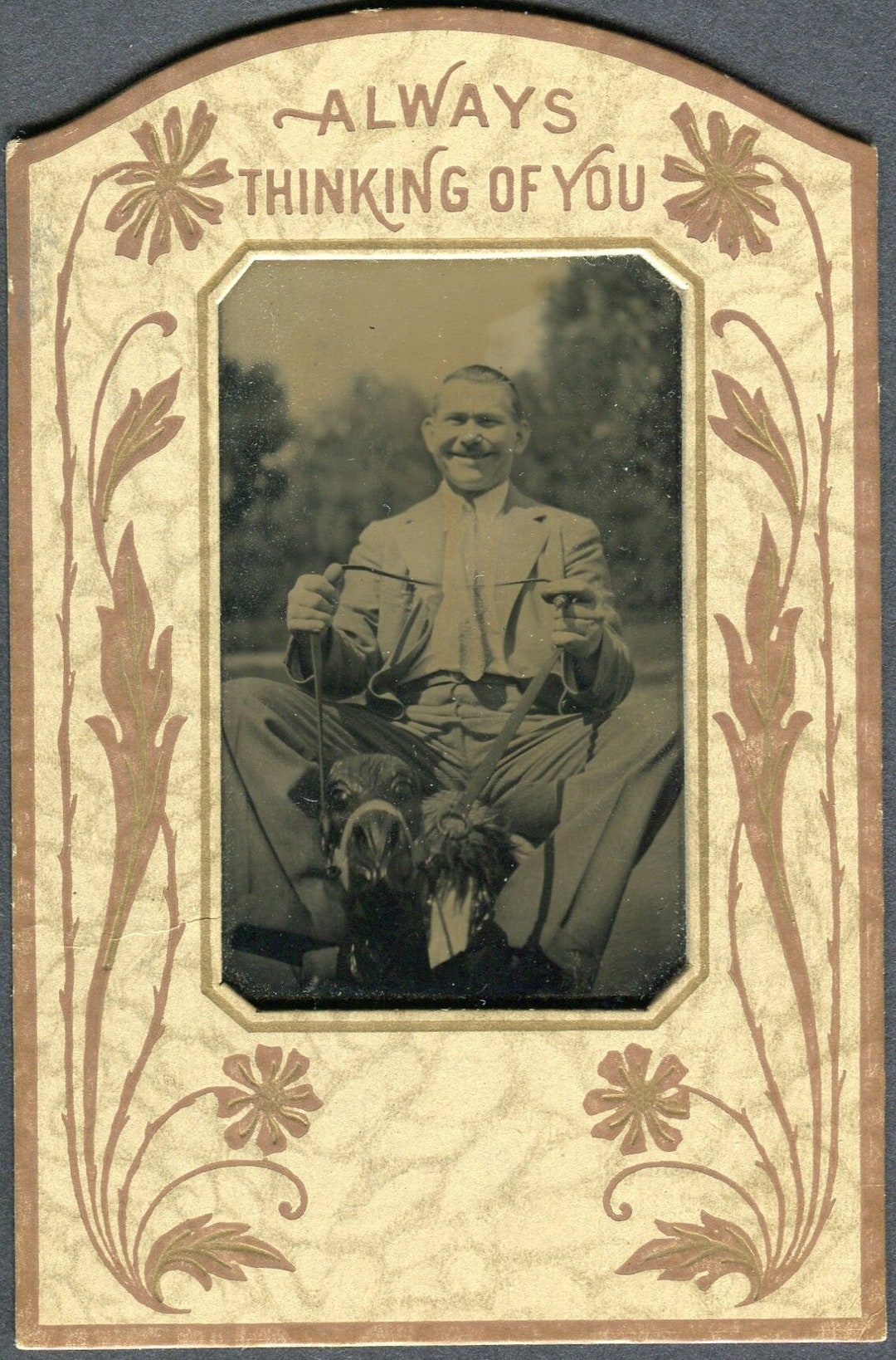 Vintage Faux Tin Type Souvenir Photo Man Possible Camel Always Thinking ...