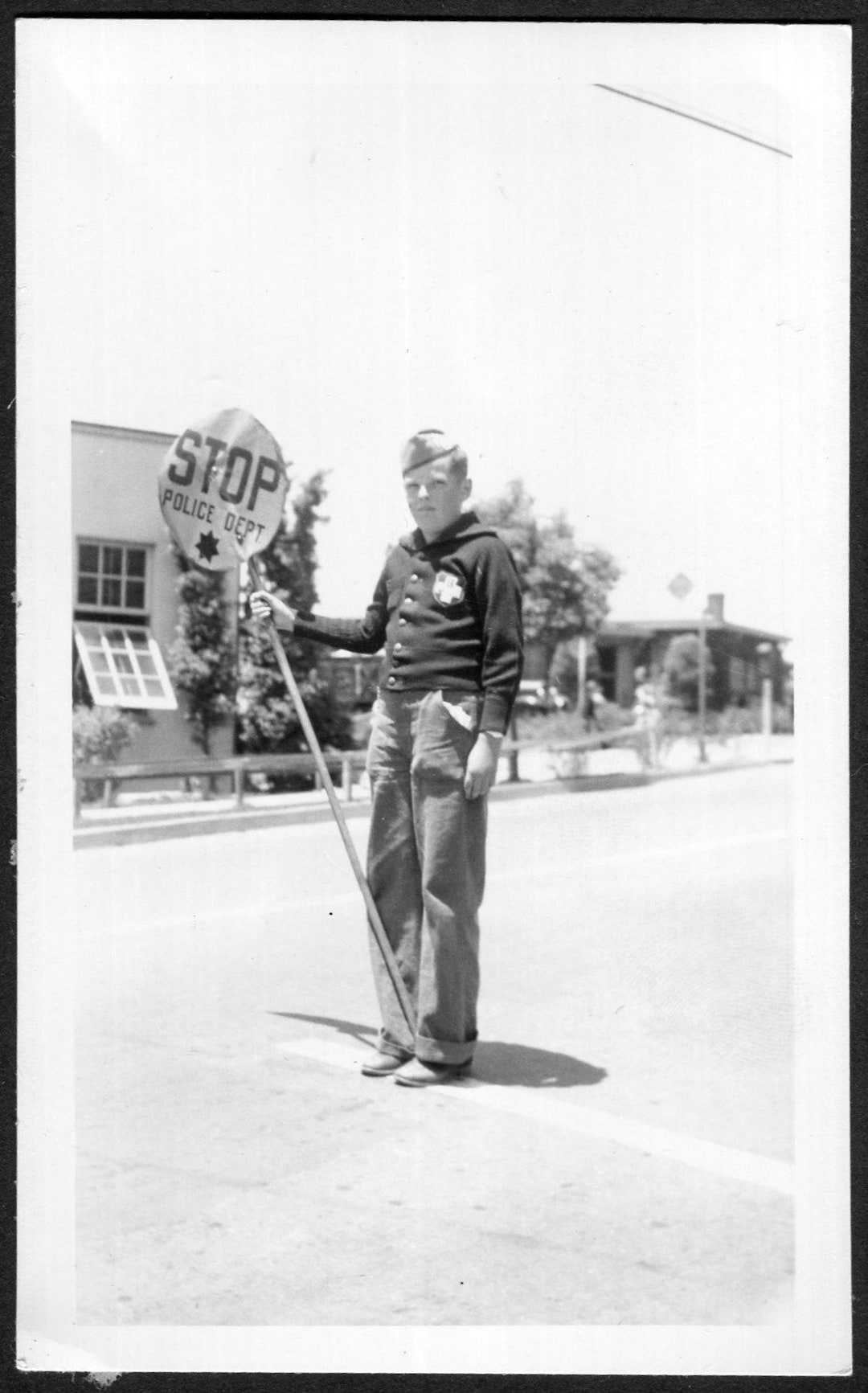 Vintage Photo Young Boy as Crossing Guard 1950's, Original Found Photo ...