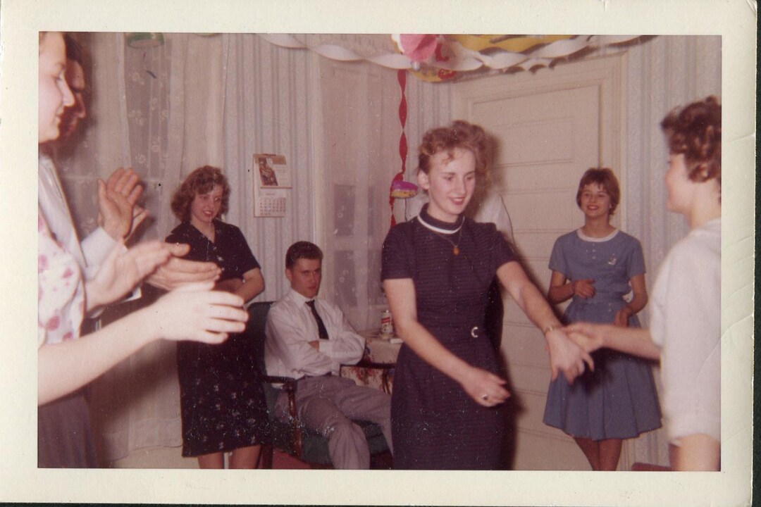 Vintage Color Photo of Girls Dancing at a House Party 1959, Original ...