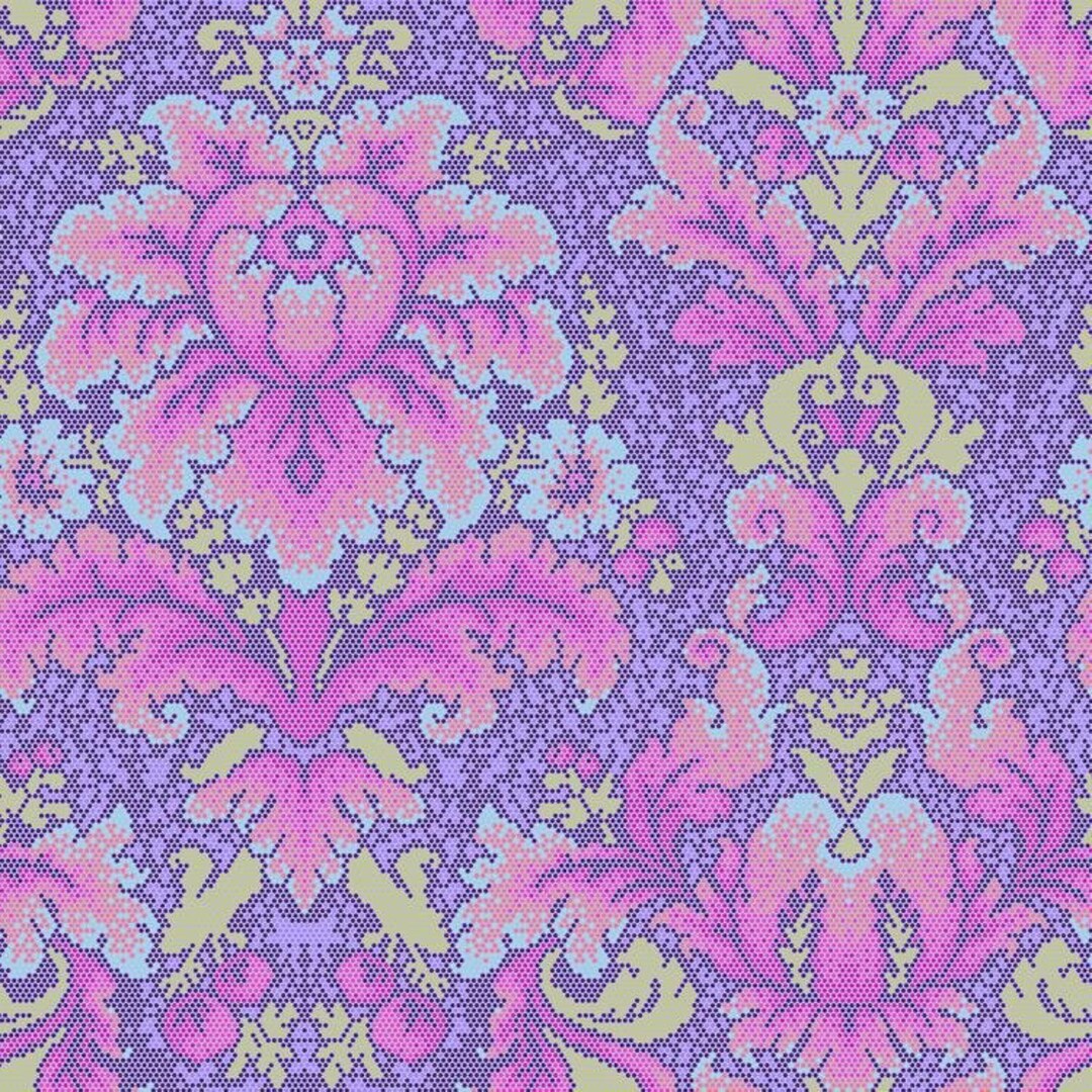 Parisville Deja Vu Tula Pink Damask Dot Violet Half - Etsy