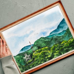 Mill Mountain Star Art Print - Roanoke Virginia Mountain Watercolor ...