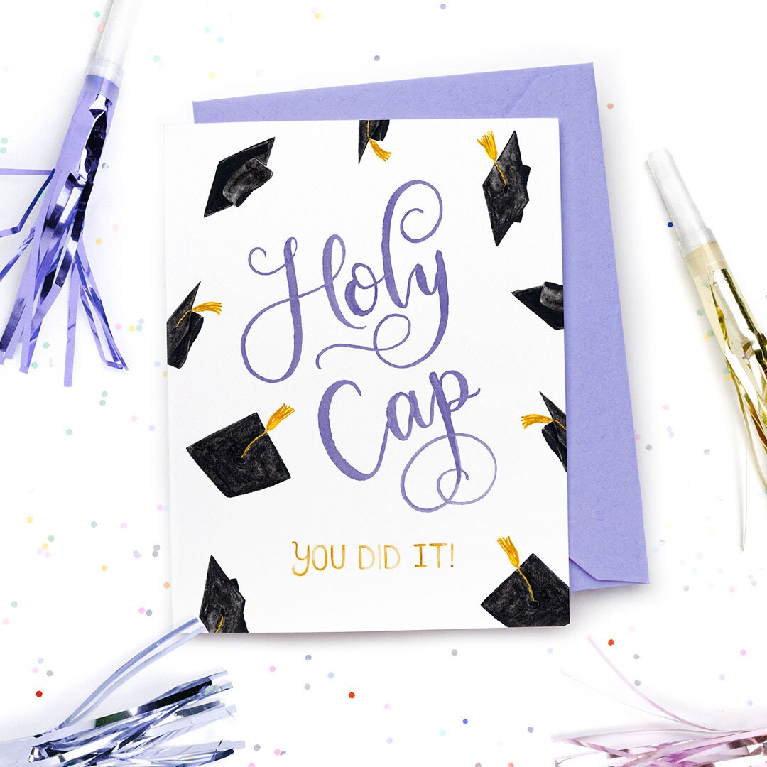 Holy Cap! Funny Graduation Card - Congratulations Grad Pun Greeting ...