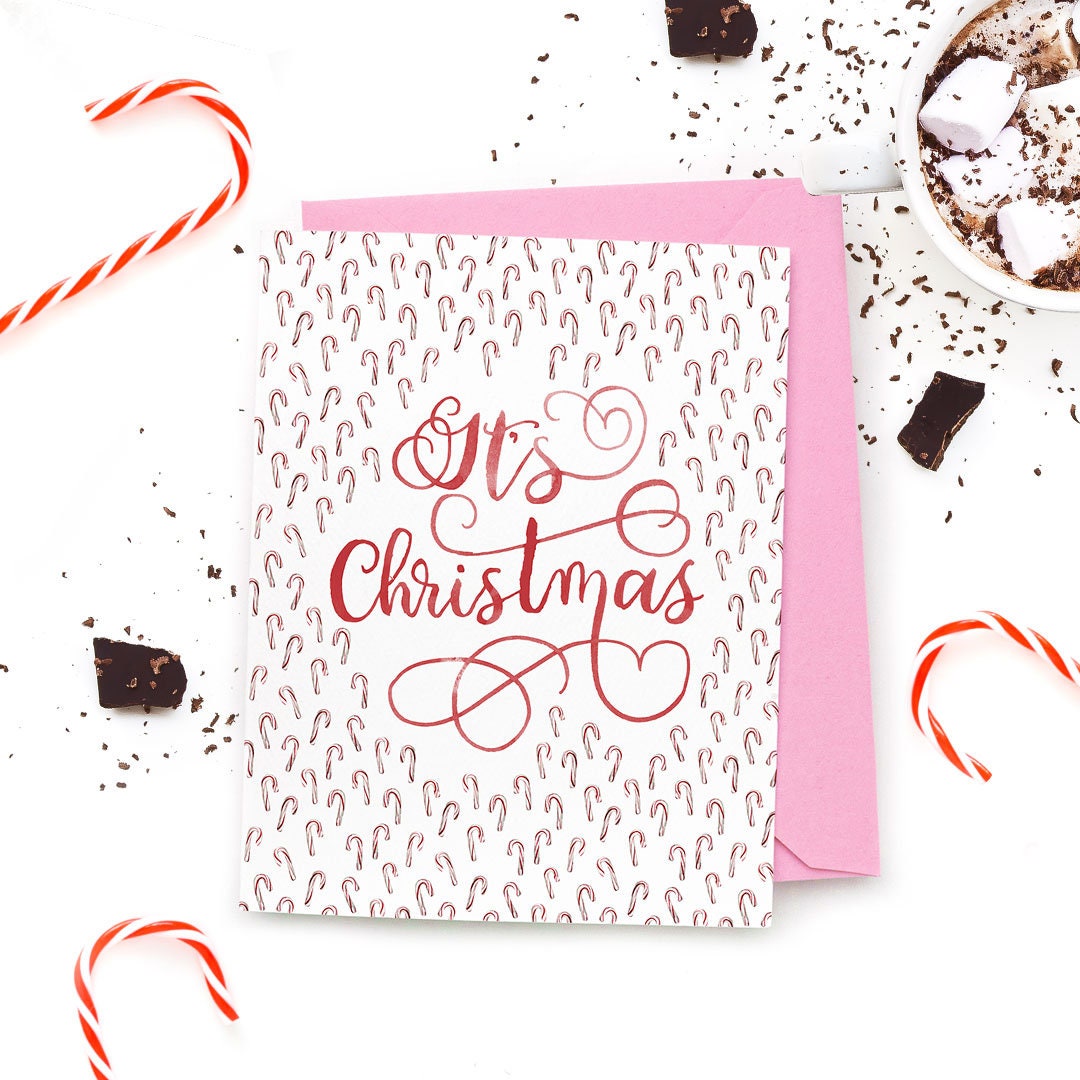 It's Christmas! Candy Cane Christmas Cards, Box Set of 8 Cards - Etsy