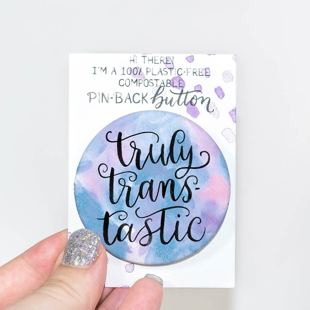 Trans-tastic Compostable Pin-back Button — Trans Pride Pin - Etsy