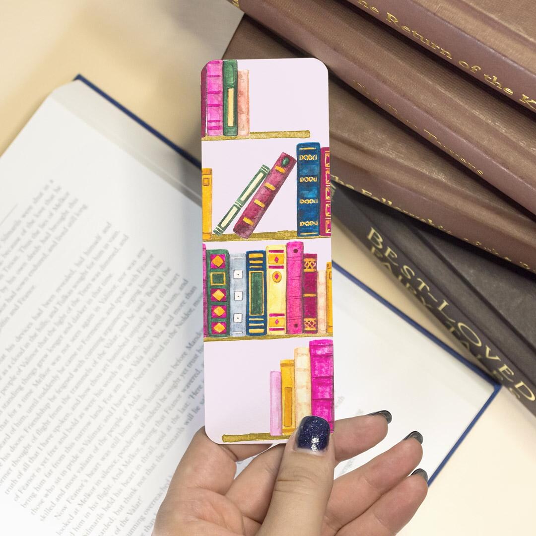 Vintage Bookshelves Bookmark — Library Themed Bookmark on Recycled ...