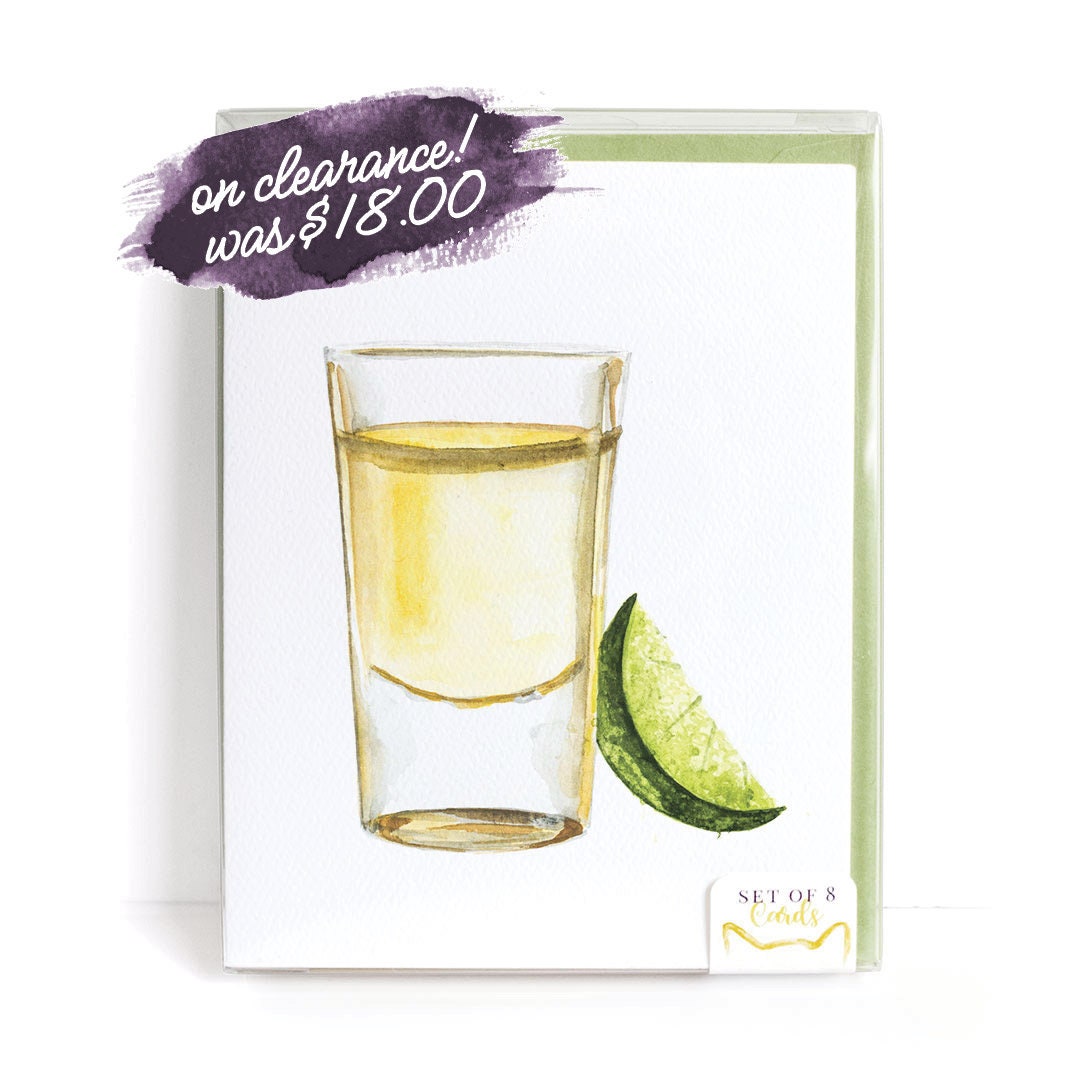 SALE Tequila Shot Note Cards - Set of 8 Cards - Blank Inside - Drink ...