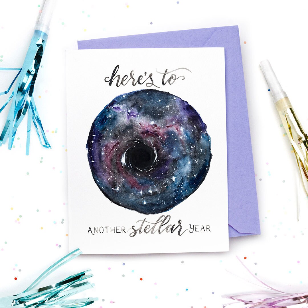Stellar Year Birthday Card - Night Sky Black Hole Card for Teacher ...