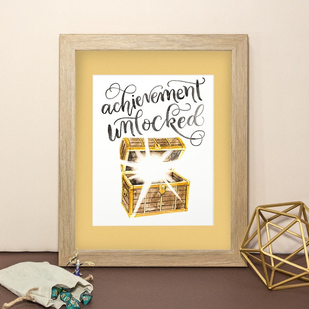 Achievement Unlocked DND Art Print - Game Room Motivational Art ...