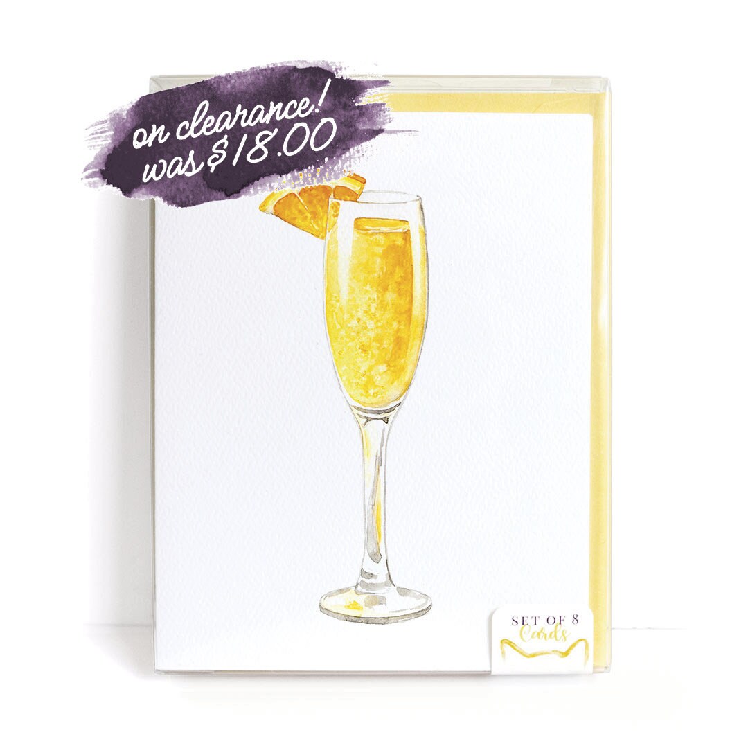 SALE Classic Mimosa Note Cards - Set of 8 Cards - Blank Inside - Drink ...