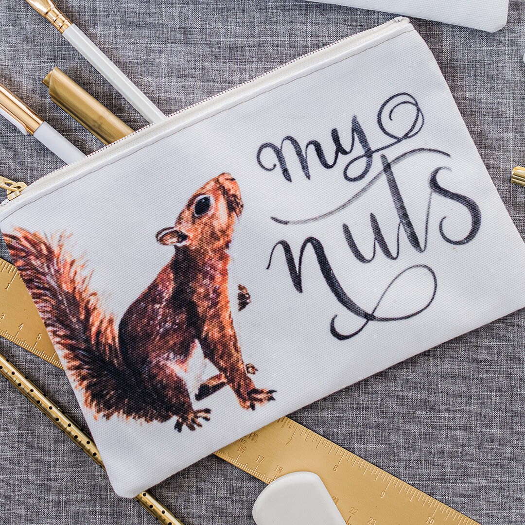 My Nuts Squirrel Zipper Pouch Funny Squirrel Pencil or Makeup Bag - Etsy