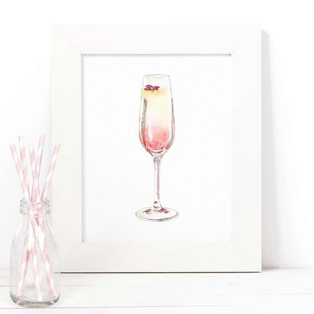 Grapefruit Pink Mimosa Cocktail Print Kitchen or Bar Decor - Etsy