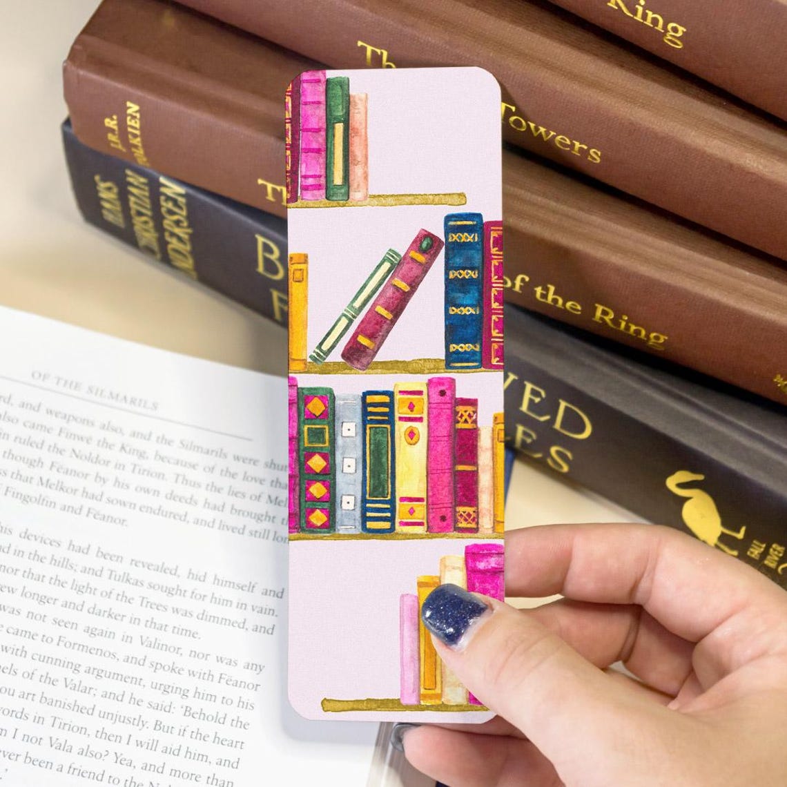 Vintage Bookshelves Bookmark — Library Themed Bookmark on Recycled ...