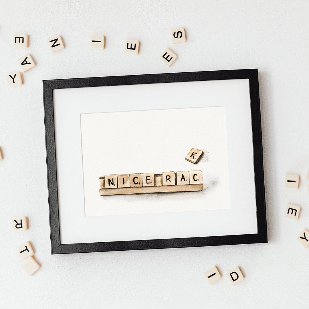 Nice Rack Funny Scrabble Art Print - Word Game Decor - Nerd Gift Idea ...