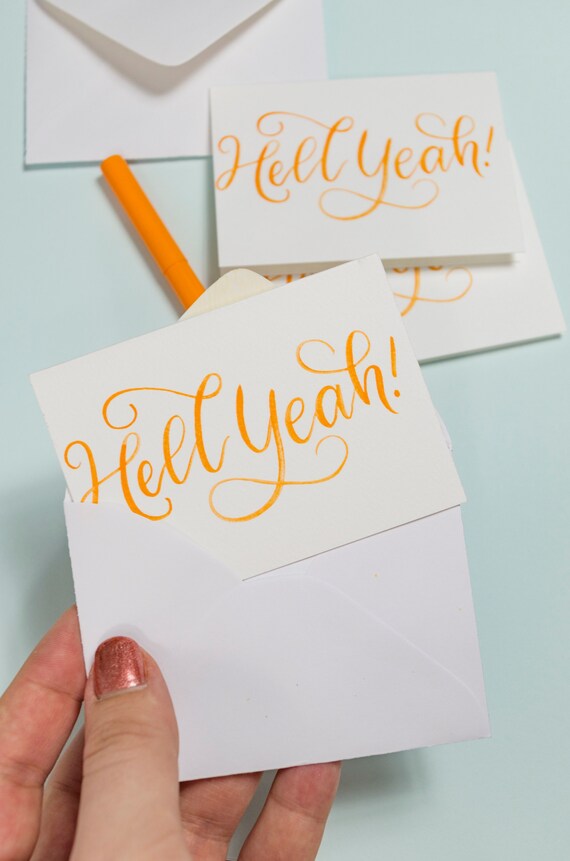 Hell Yeah Mini Cards Set of 6 Folded Cards With Envelopes | Etsy