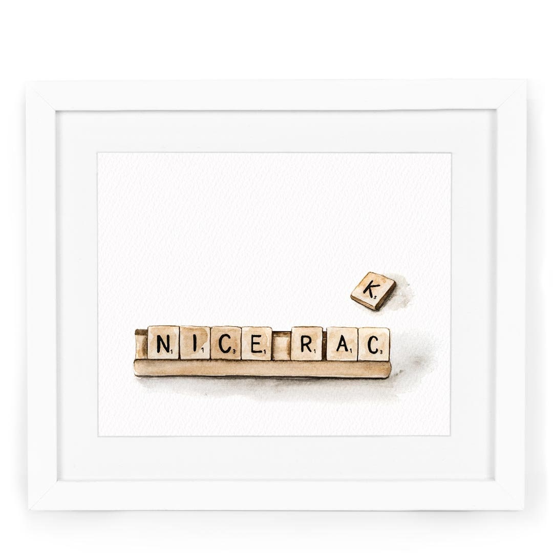 Nice Rack Funny Scrabble Art Print Word Game Decor Nerd - Etsy