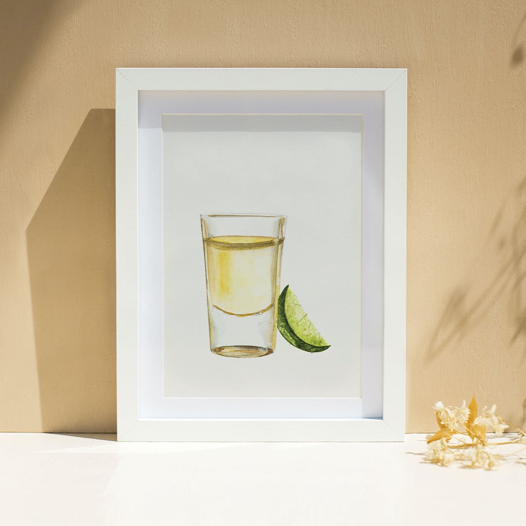 Tequila Shot Glass With Slice of Lime Print - Manly Drink Art - Alcohol ...