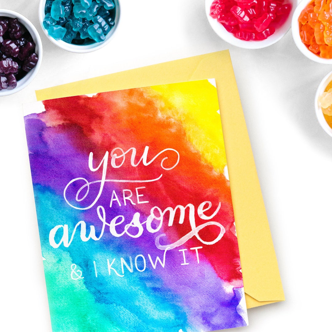 You Are Awesome Rainbow Card LGBTQ Pride Coming Out Card - Etsy