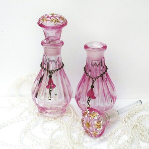 Single Little Mini Light Pink Glass Perfume Bottle Romantic Victorian ...
