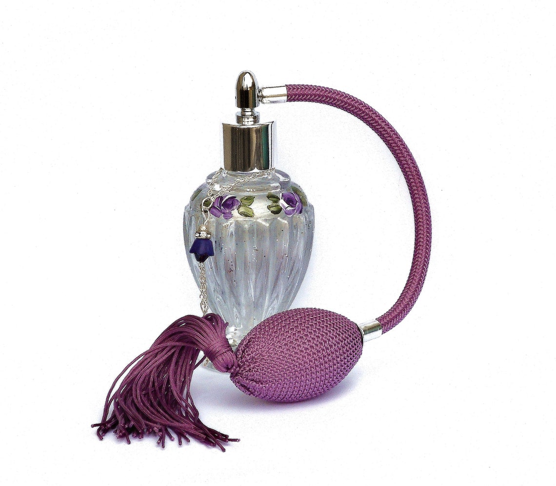 Silver Lavender Rose Glass Perfume Atomizer Bottle Romantic - Etsy