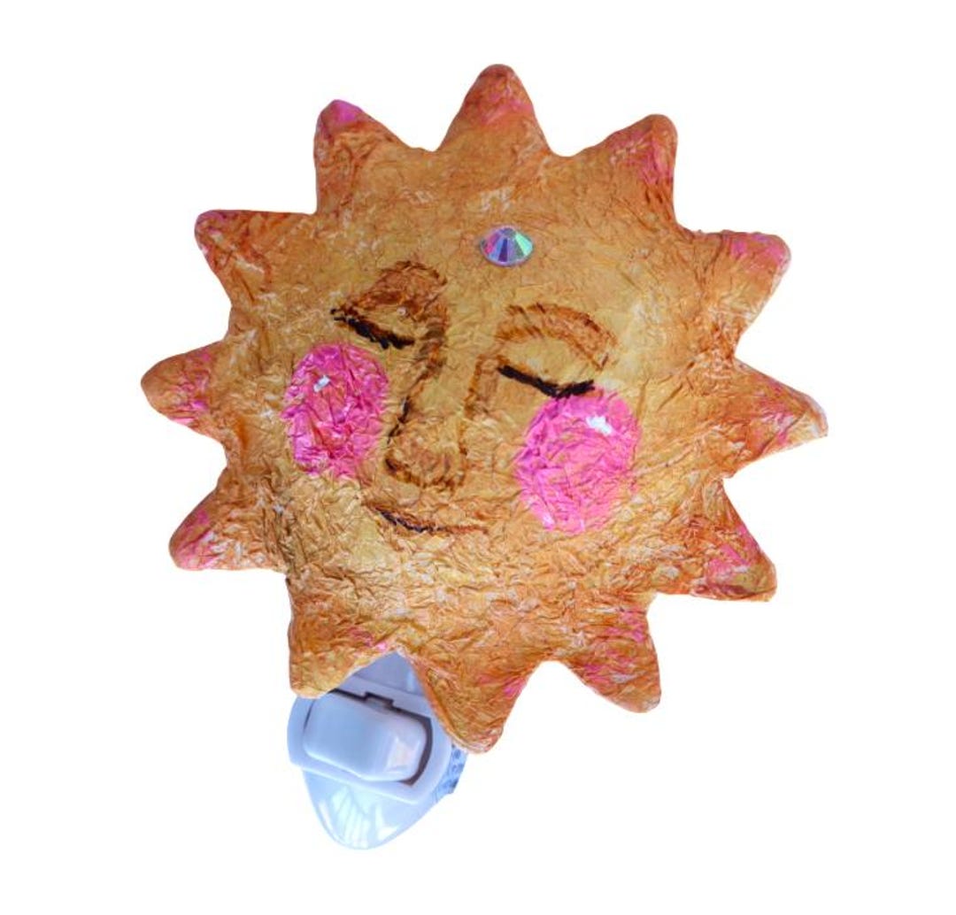 Hand Painted Sun Face Night Light: Celestial Nursery Decor - Etsy