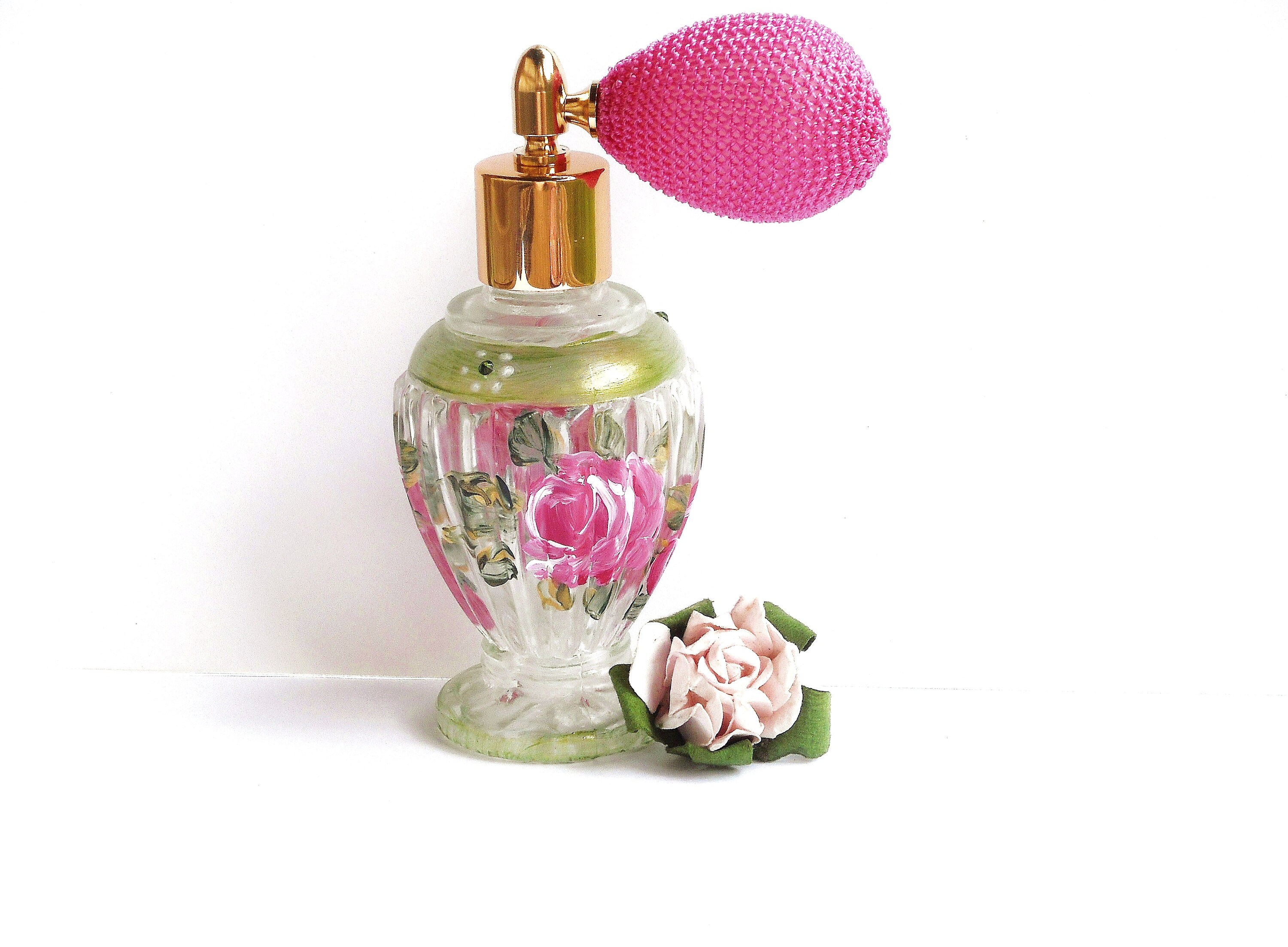Painted Roses Vintage Perfume Bottle Atomizer Romantic - Etsy