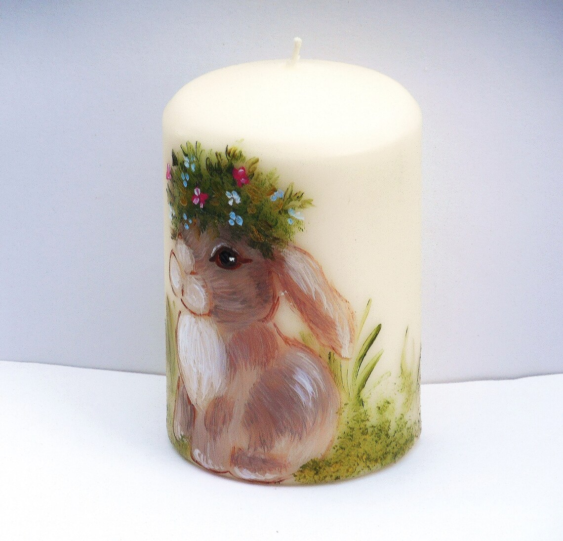 Decorative Hand Painted Easter Bunny Candle Spring Decor | Etsy