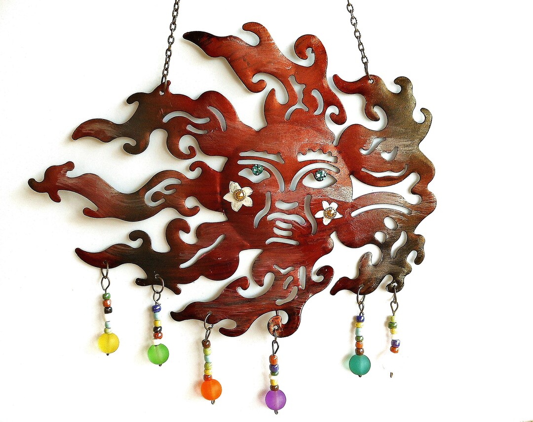 Boho Hanging Metal Sun Plaque Wall Decor Bohemian Decorations - Etsy