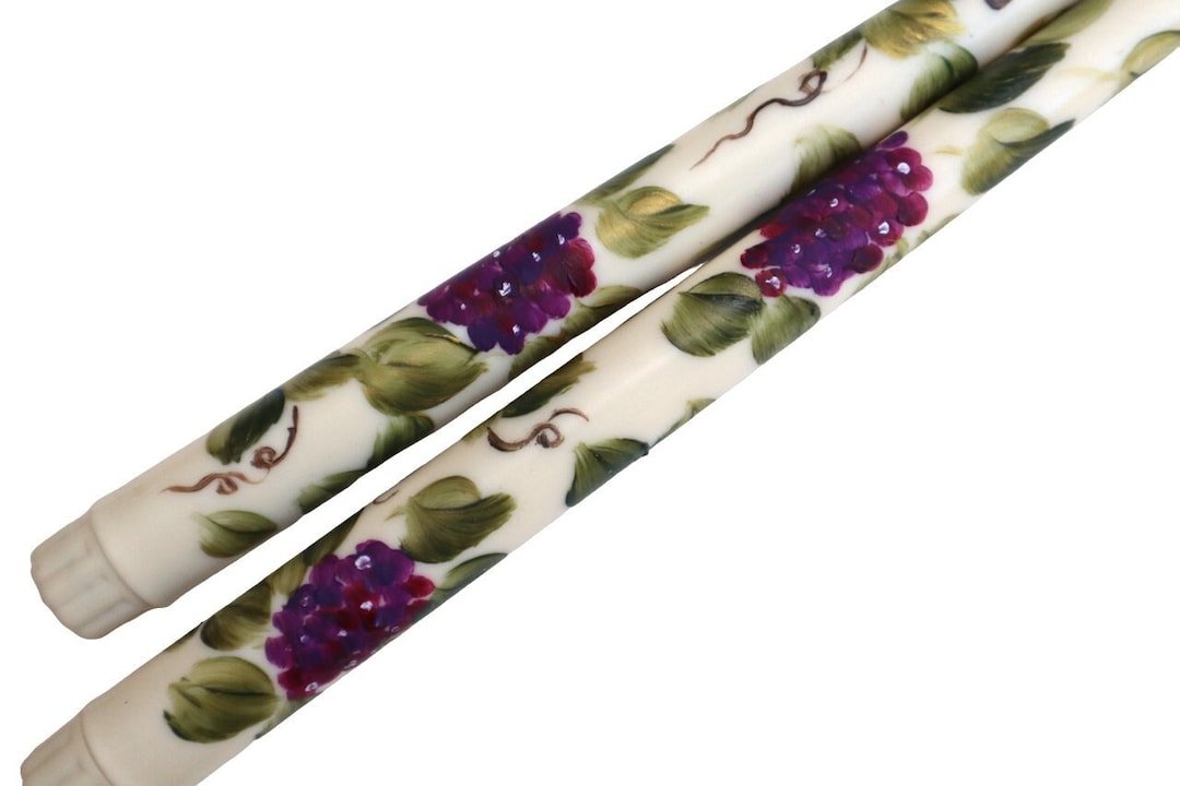 Battery Operated Hand Painted Grapes Flameless Taper Candles ...