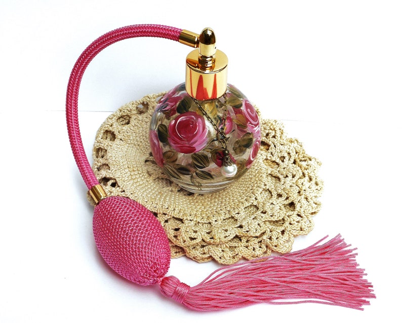 Romantic Vintage Style Painted Pink Roses Glass Fine Mist - Etsy