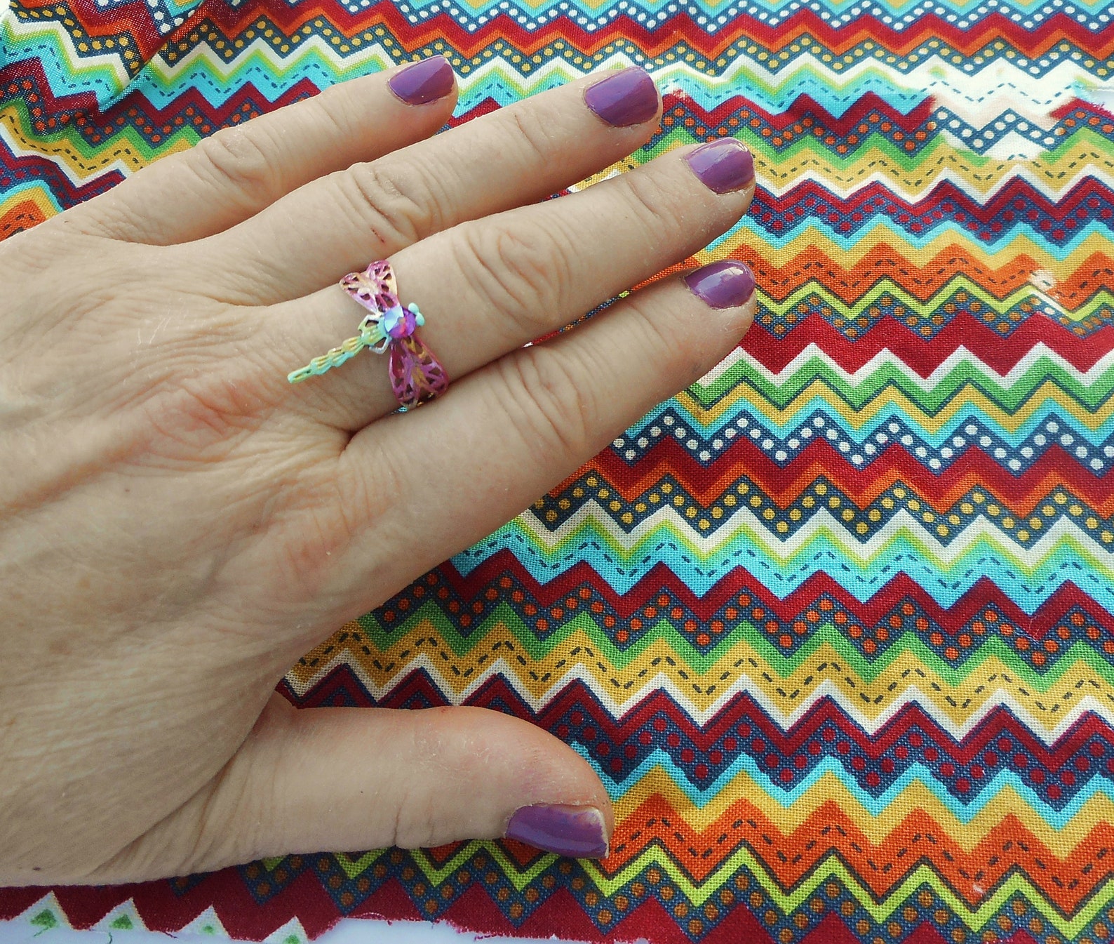 Whimsical Sterling Silver Dragonfly Ring With Painted Accents - Etsy